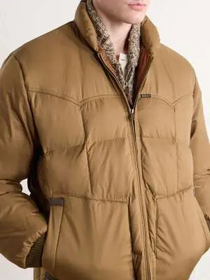 Ralph Lauren Leather-trimmed Quilted Shell Padded Bomber Jacket