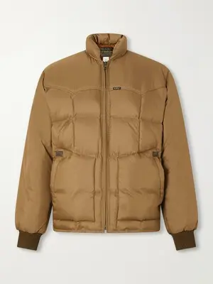 Ralph Lauren Leather-trimmed Quilted Shell Padded Bomber Jacket - Brown