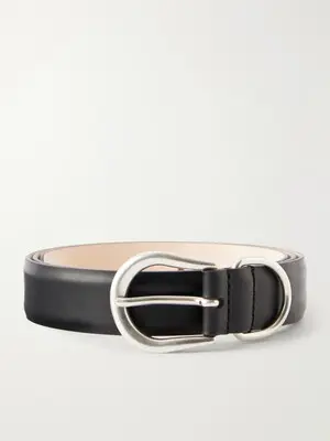 DEHANCHE 3cm Hollyhock Full-grain Leather Belt - Black