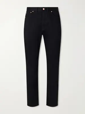 WYTHE Bedford Slim-leg Cotton-corduroy Trousers - Black