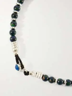 MIKIA Circle 4 Sterling Silver Multi-stone Beaded Bracelet