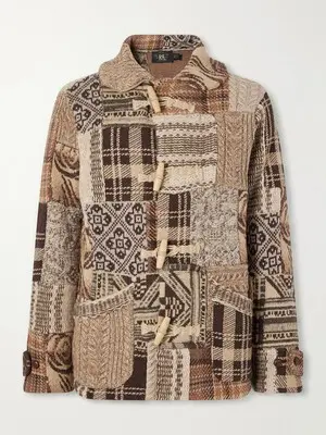 Ralph Lauren Shawl-collar Patchwork Wool-blend Cardigan - Brown