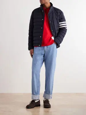 Thom Browne Logo-appliquéd Striped Cotton-jersey T-shirt