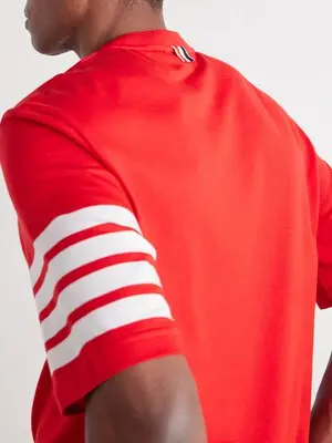Thom Browne Logo-appliquéd Striped Cotton-jersey T-shirt
