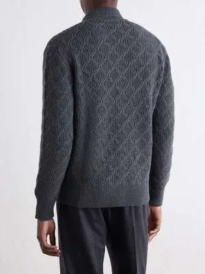 PIACENZA CASHMERE 1733 Cable-knit Virgin Wool Zip-up Sweater