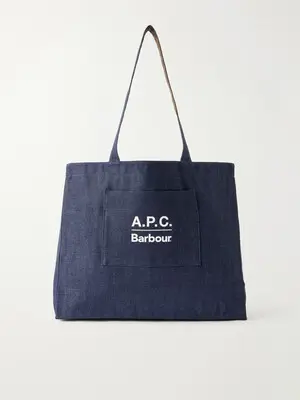 Barbour A.p.c. Logo-print Denim Tote Bag - Blue