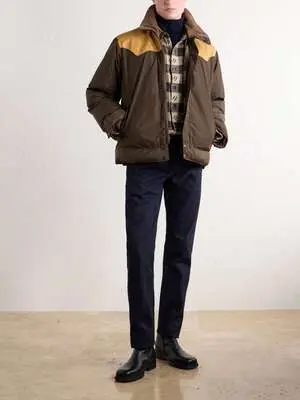 Ralph Lauren Padded Leather-trimmed Shell Jacket