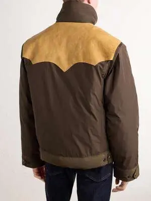 Ralph Lauren Padded Leather-trimmed Shell Jacket