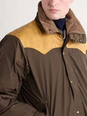 Ralph Lauren Padded Leather-trimmed Shell Jacket