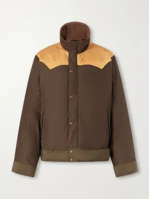 Ralph Lauren Padded Leather-trimmed Shell Jacket - Brown