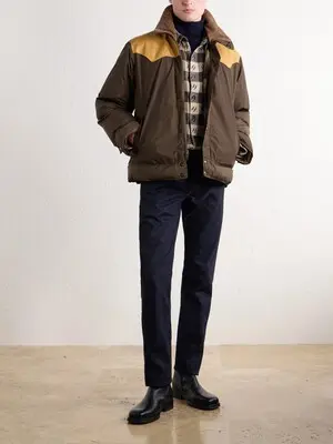 Ralph Lauren Padded Leather-trimmed Shell Jacket