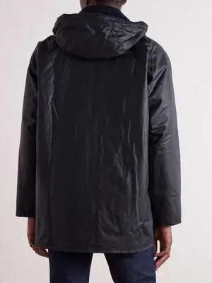 Barbour A.p.c. Logo-embroidered Moleskin-trimmed Woven Waxed-cotton Jacket - Navy