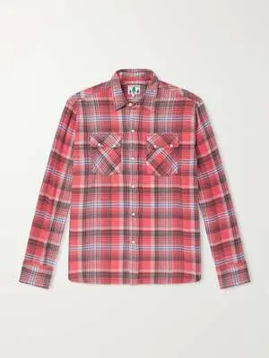 WYTHE Checked Cotton-flannel Western Shirt - Red