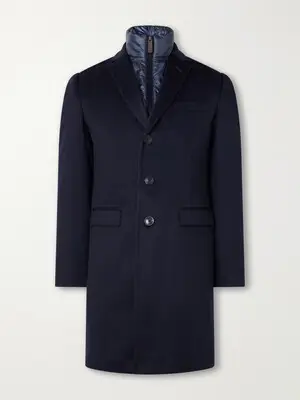 Herno Herno - Detachable Shell-Lined Woven-Cashmere Coat - Men - Blue  Blue