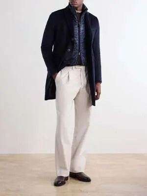 Herno Detachable Shell-lined Woven-cashmere Coat - Navy