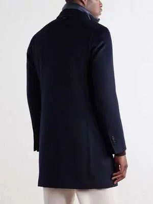 Herno Detachable Shell-lined Woven-cashmere Coat - Navy