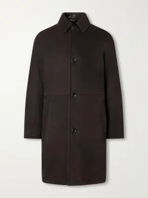 Brioni Paneled Shearling Coat - Brown