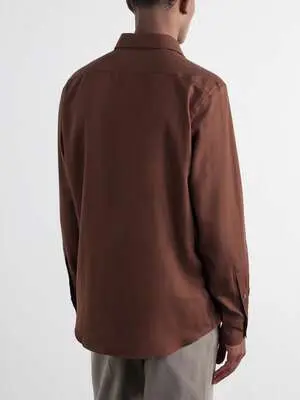 Zegna Cotton And Cashmere-blend Twill Shirt