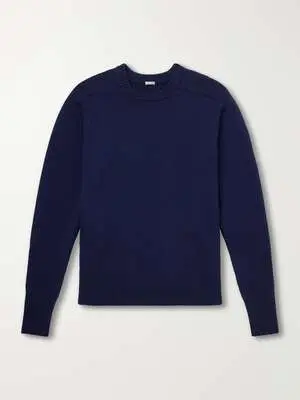 A.PRESSE Paneled Wool Sweater - Navy