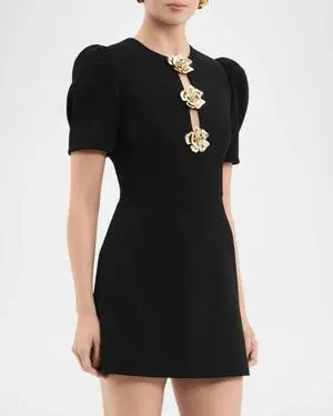 Rebecca Vallance Highclere Floral-embellished Cutout Mini Dress - Black