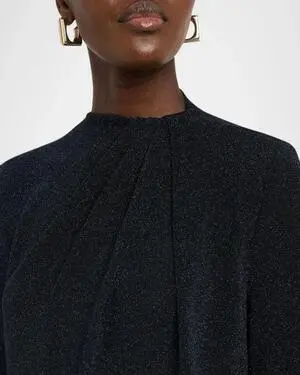 Vince Twist Mock-neck Metallic Top