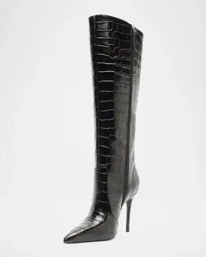 Schutz Samira 100mm Croc-embossed Leather Knee-high Boots