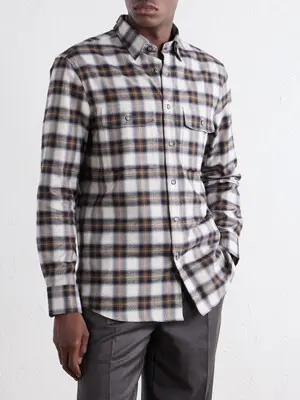 Brioni Checked Cotton-flannel Shirt