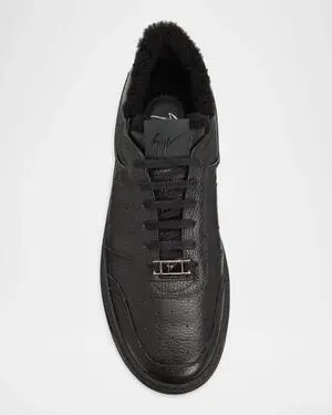 GIUSEPPE ZANOTTI Apos;s Dossy Shearling-lined Leather Sneakers - Nero