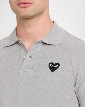 Comme Des Garçons Apos;s Black Heart Cotton Polo Shirt - Gray