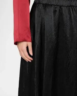 Eileen Fisher Crinkled Satin Bubble Midi Skirt - Black