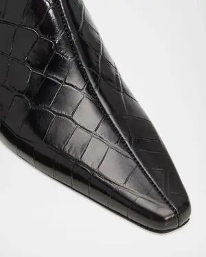 TOTEME 35mm Slim Croc-embossed Leather Ankle Boots - Black
