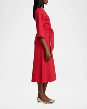 FRANCES VALENTINE Whitney Tie-front Midi Dress - Red