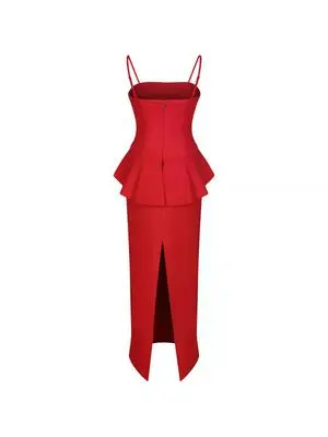 ROTATE BY BIRGER CHRISTENSEN Long Flower Strapless Maxi Dress