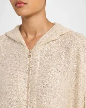 Brunello Cucinelli Shimmering Mohair-blend Hooded Zip Cardigan