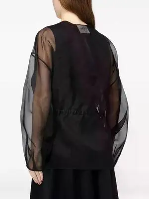 CRIDA MILANO Sheer Drawstring-waist Blouse