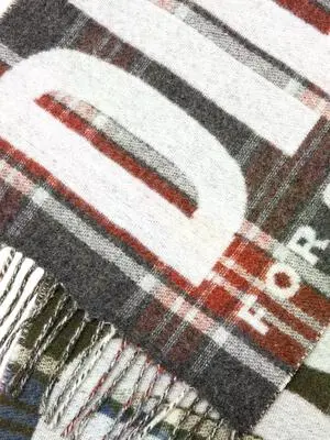 DIESEL® Fringed Scarf In Check-jacquard Wool Blend