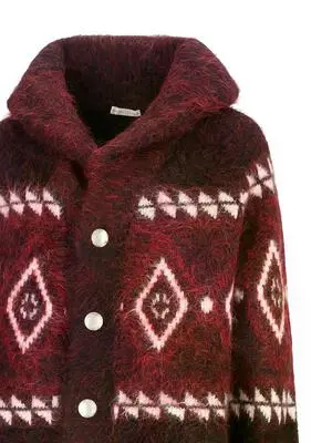 BORGO ASOLO Rombi Geometric-pattern Brushed Jacket - Red