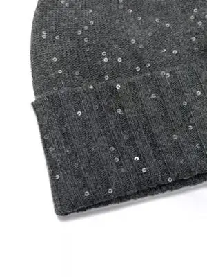 Lorena Antoniazzi Sequin-embellished Ribbed-knit Beanie Hat