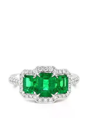 HYT JEWELRY Emerald And Diamond Ring - Silver
