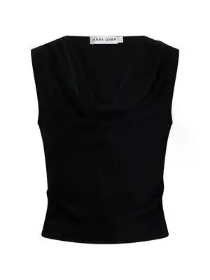 Anna Quan Spencer Draped Sleeveless Top - Black