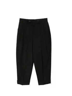 JUUN.J Pleated Turn-up Trousers - Black