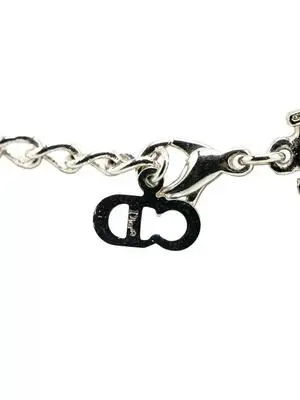 Dior 20th Century Double Chain Crystal D Logo Pendant Necklace Costume Necklace