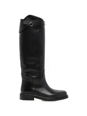 POEVE Buckle-strap Knee-high Boots - Black