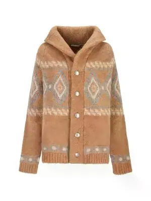 BORGO ASOLO Rombi Intarsia-knit Jacket - Brown