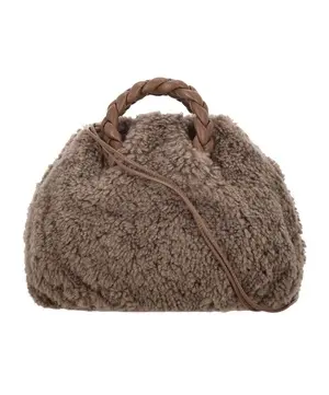 Hereu Braided-handle Shearling Tote Bag