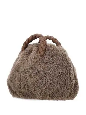 Hereu Braided-handle Shearling Tote Bag