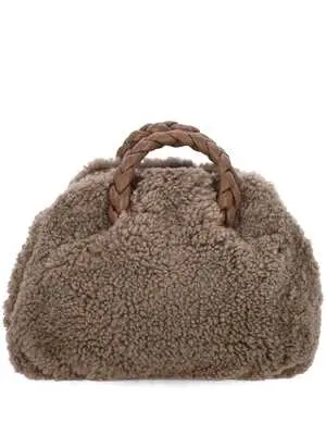 Hereu Braided-handle Shearling Tote Bag