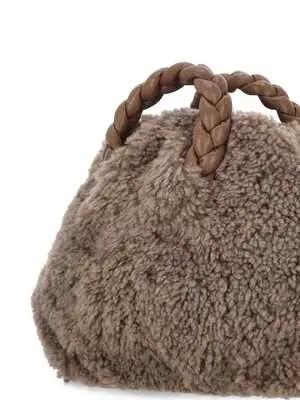 Hereu Braided-handle Shearling Tote Bag