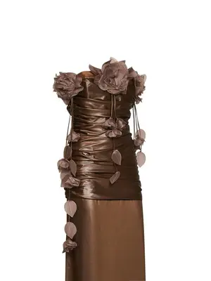 Giuseppe Di Morabito Ruched Floral Strapless Dress
