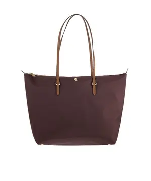 Ralph Lauren Logo Patch Large Top Handle Bag - Brown